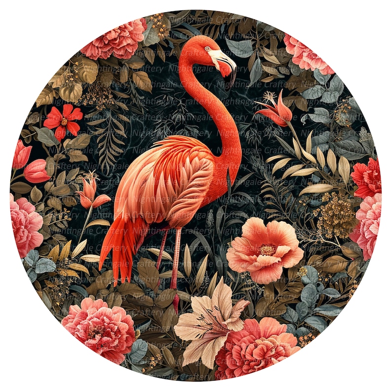 10 Floral Flamingo Clipart, Vintage Flamingo, Printable Watercolor ...