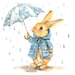 10 Bunny Rainy Clipart, Bunny With Umbrella, Printable Watercolor ...