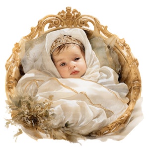 11 Baby in Cradle Clipart, Infant Clipart, Printable Watercolor Clipart ...