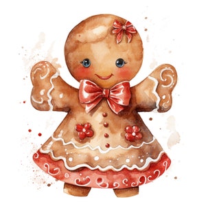 14 Gingerbread Girl Clipart, Christmas Clipart, Printable Watercolor ...
