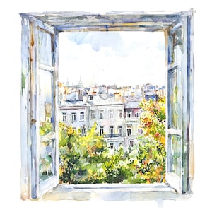 14 Window City View Clipart, Window With City Landscape, Printable ...