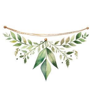 10 Boho Leaves Decor Clipart, Boho Garland, Printable Watercolor ...