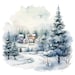 10 Christmas Card Clipart, Winter Landscape, Printable Watercolor ...