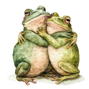 8 Frogs Friends Clipart, Frogs Hugging Clipart, Printable Watercolor ...