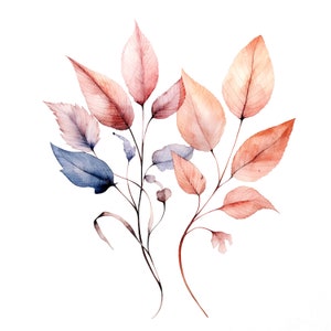 14 Autumn Leaves Boho Style Clipart, Boho Fall Printable Watercolor ...