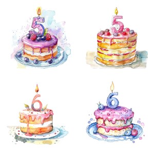 20 Birthday Cake Numbers Clipart, Cake Clipart, Printable Watercolor ...