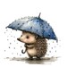 8 Hedgehog Rainy Clipart, Hedgehog and Umbrella, Printable Watercolor ...