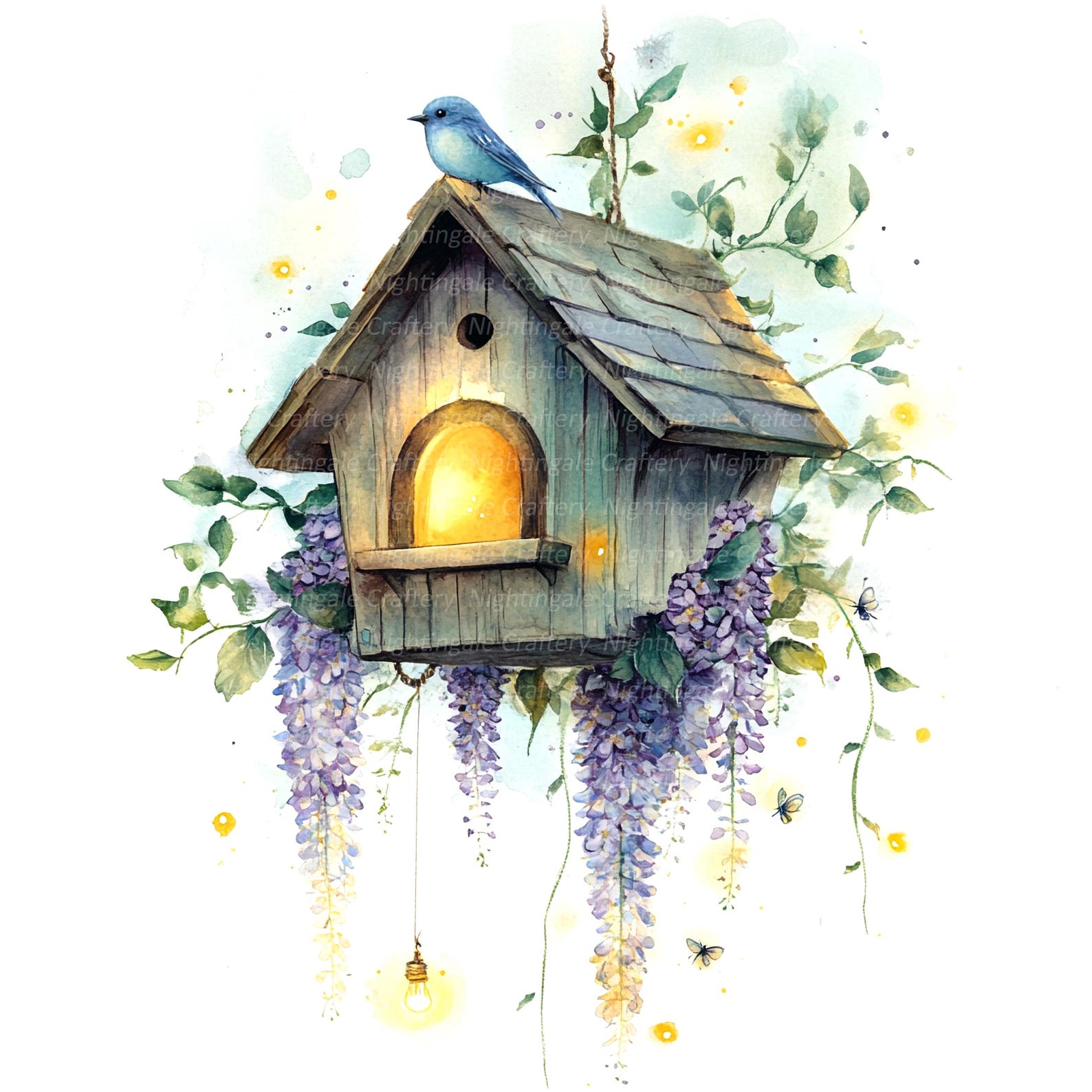 11 Spring Birdhouse Clipart, Floral Bird House, Printable Watercolor ...