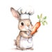8 Bunny Chef Clipart, Cook Clipart, Printable Watercolor Clipart, High ...