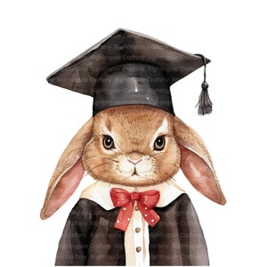 13 Graduation Bunny Clipart, Rabbit Clipart, Printable Watercolor ...