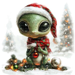 12 Christmas Alien Clipart, Aliens Clipart, Printable Watercolor ...