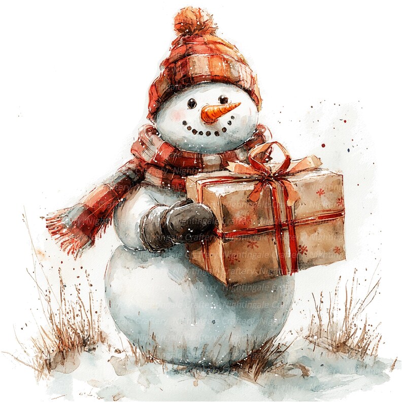 40 Various Snowmen Set Clipart, Christmas Bundle, Printable Watercolor ...