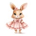 Cute Bunny in Pink Dress Clipart, Printable Watercolor Clipart, 12 High ...