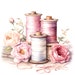 14 Vintage Spools of Thread Clipart, Floral, Printable Watercolor ...