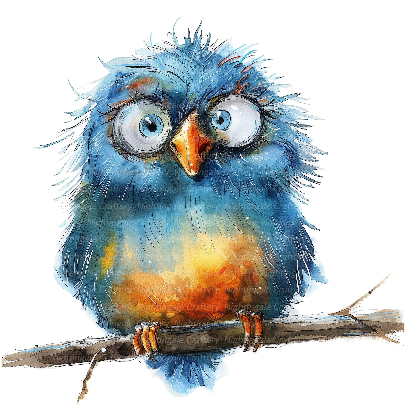 14 Whimsical Birds Clipart, Quirky Birds, Digital Clipart, Watercolor ...