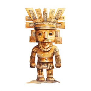 10 Gold Figure of Inca Clipart, Inca Figure, Printable Watercolor ...
