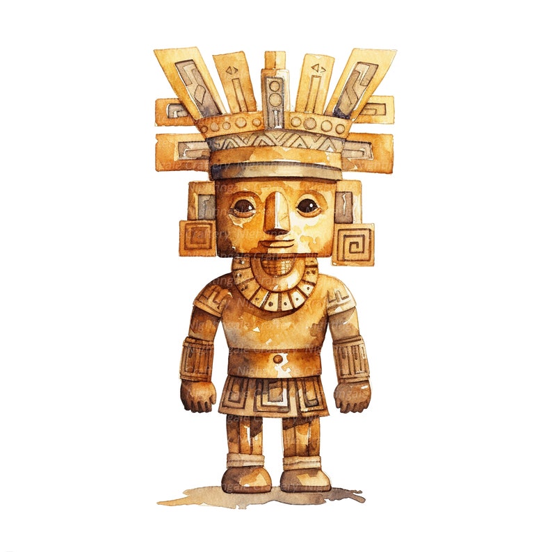 10 Gold Figure of Inca Clipart, Inca Figure, Printable Watercolor ...