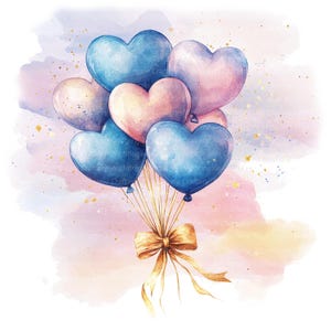 9 Valentine's Day Clipart, Heart Balloons Clipart, Romantic, Printable ...