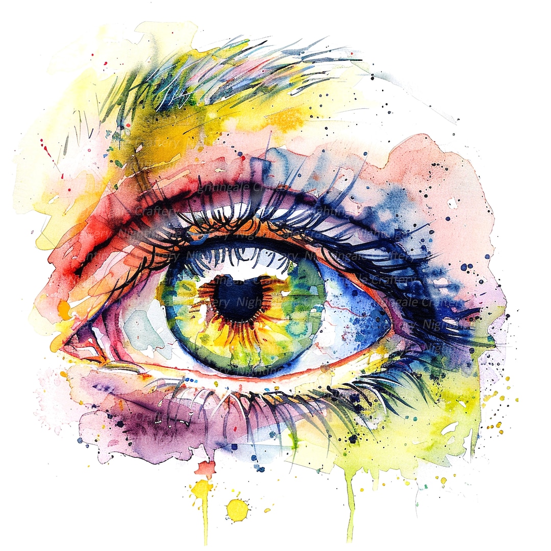 11 Abstract Eye Clipart, Human Eye Clipart, Printable Watercolor ...