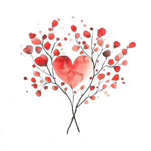 14 Christmas Decor Clipart, Floral Heart, Printable Watercolor Clipart ...