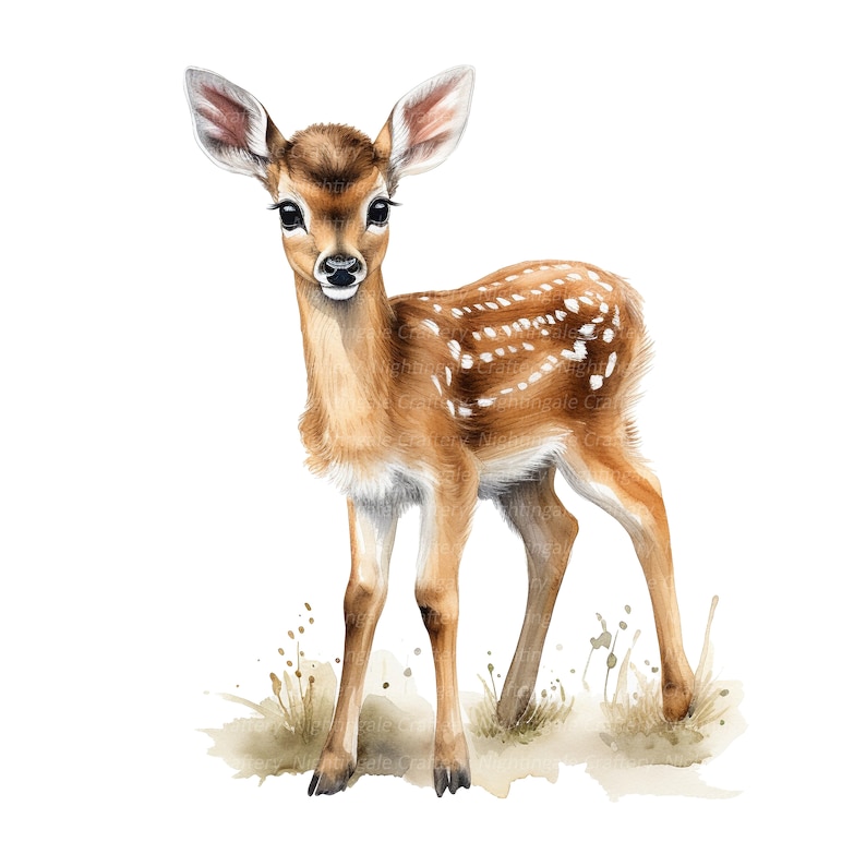 10 Fawn Baby Clipart, Bemby for Nursery, Printable Watercolor Clipart ...