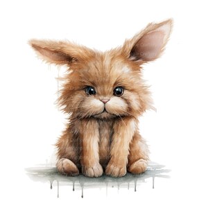 Grumpy Bunny Clipart, Fluffy Rabbit Clipart, Printable Watercolor ...