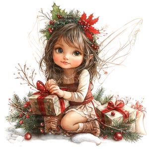 10 Christmas Fairy Clipart, Christmas Card, Fairies, Printable ...