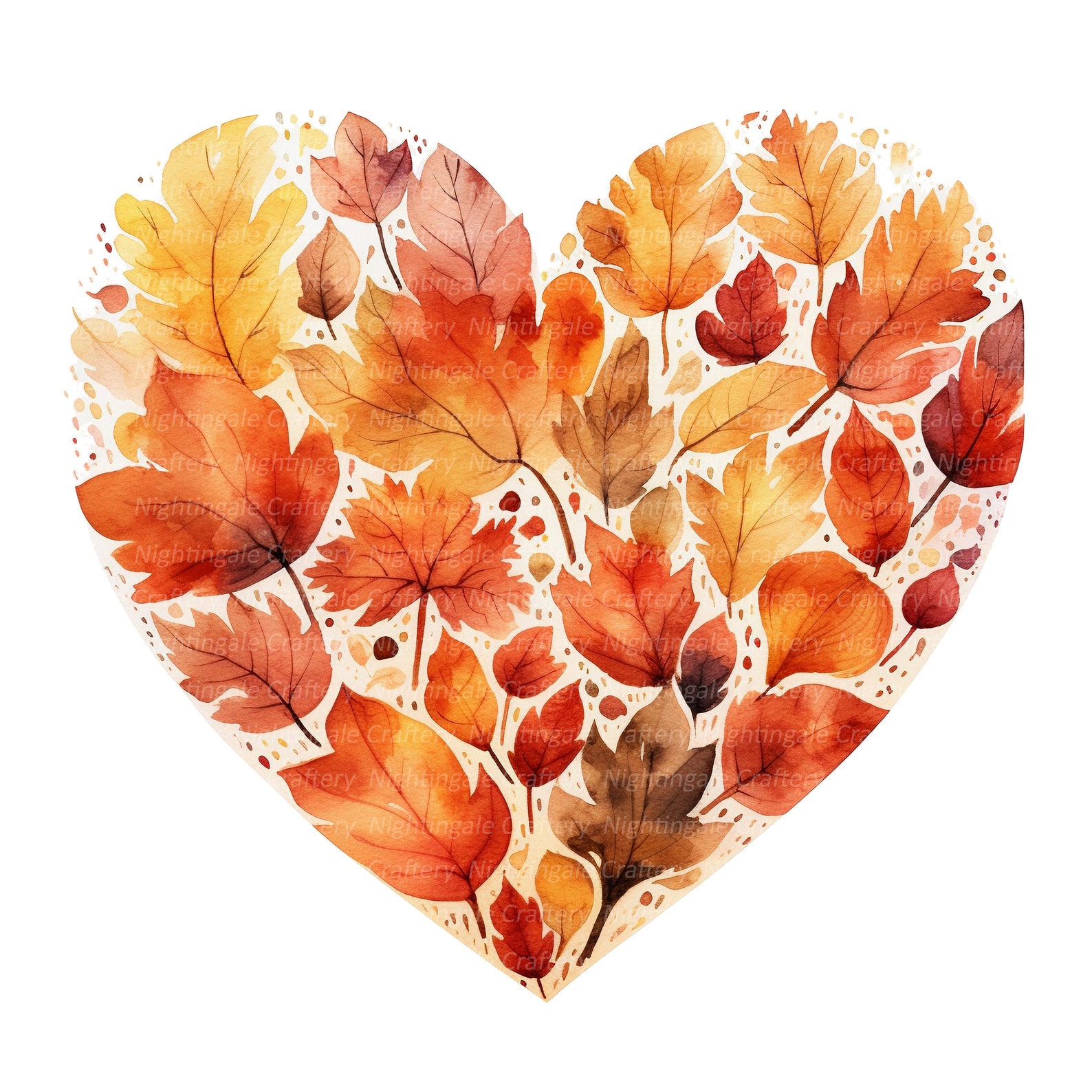 12 Autumn Leaves Heart Clipart Fall Leaves Heart Digital - Etsy