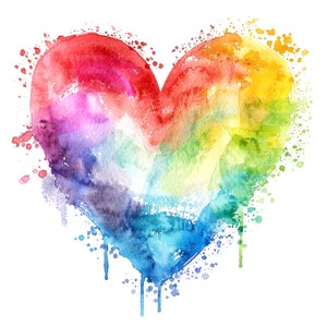 10 Rainbow Heart Clipart, Digital Clipart, Watercolor Clipart ...