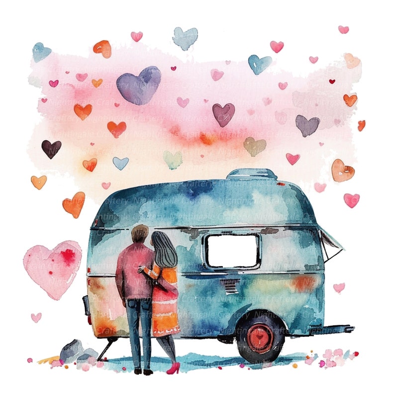10 Romantic Couple Clipart, Lovers, Trailer, Caravan, Printable ...