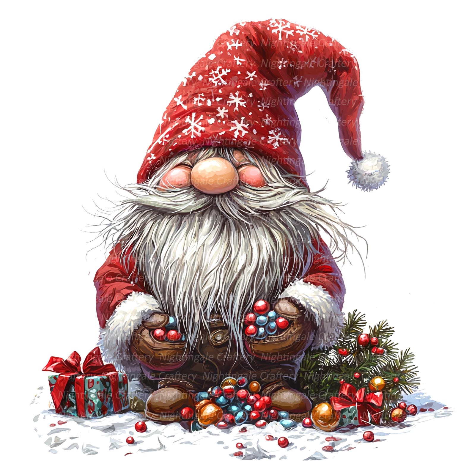 12 Festive Gnome Set 2, Christmas Gnome Clipart, Printable Watercolor ...