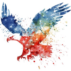 10 Patriotic Eagle, USA Flag Clipart, Eagle Clipart, Printable ...