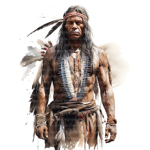 14 Native American Indian Warrior Clipart, Printable Watercolor Clipart ...