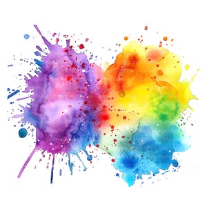 14 Color Splash Clipart, Paint Splash Coloured, Printable Watercolor ...