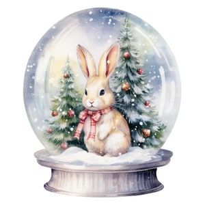 11 Bunny Christmas Snow Globe Clipart, Christmas Snowglobe, Christmas ...
