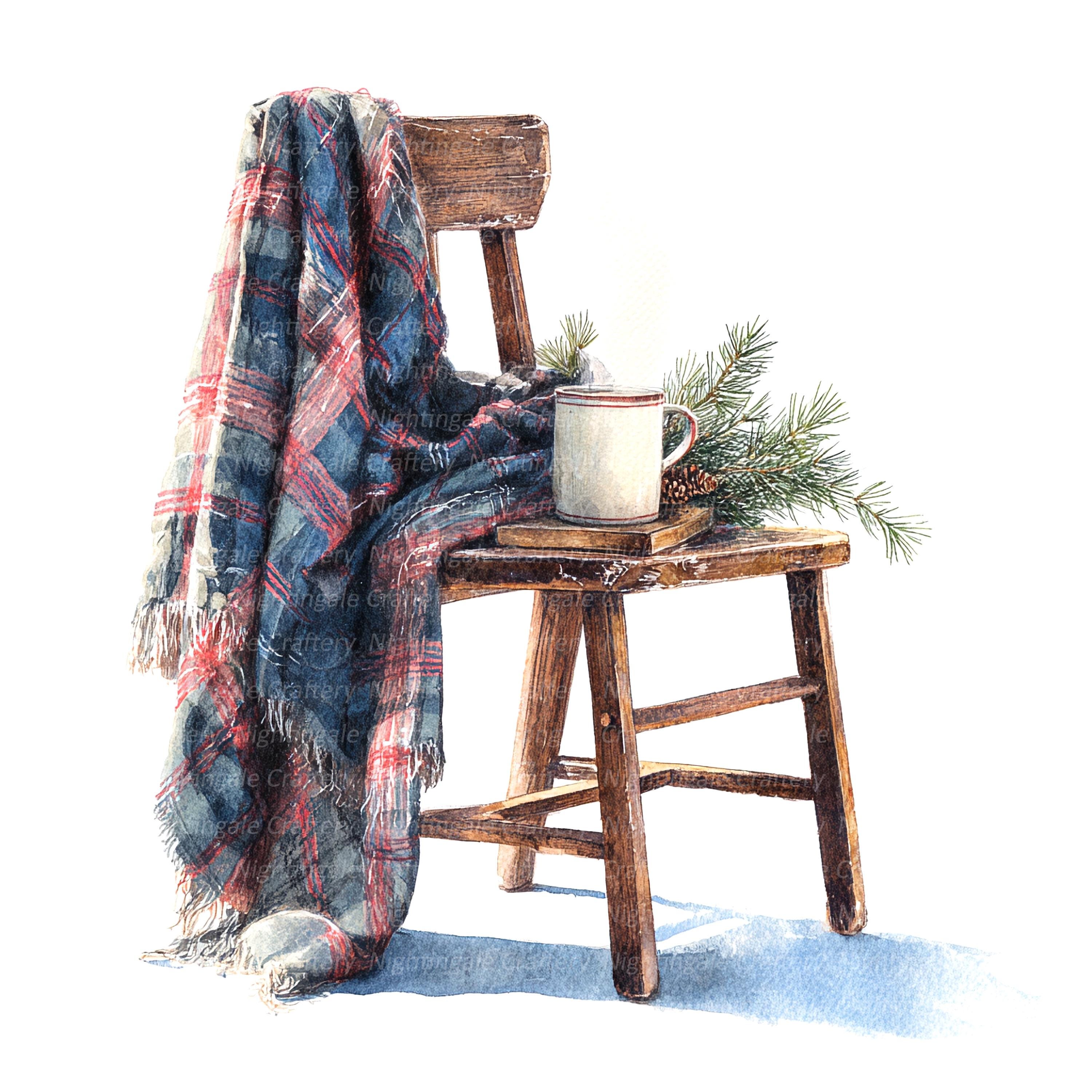 10 Mug on Chair Clipart, Cozy Tea Scene, Printable Watercolor Clipart ...