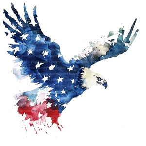 10 Patriotic Eagle, USA Flag Clipart, Eagle Clipart, Printable ...
