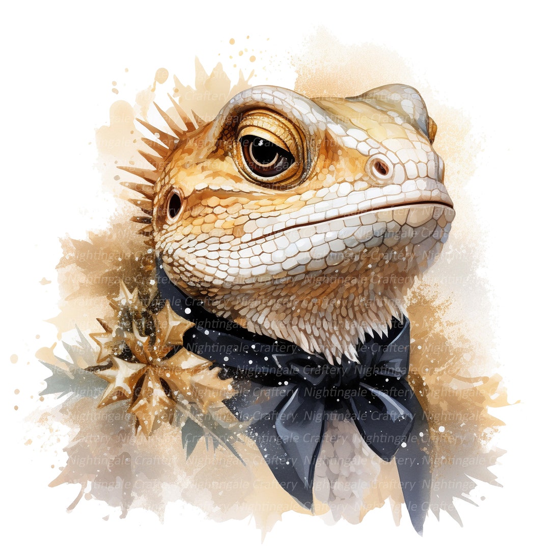 9 Elegant Lizard Clipart, Christmas Lizard, Printable Watercolor ...