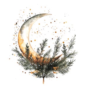 8 Christmas Boho Card, Christmas Decor, Printable Watercolor Clipart ...