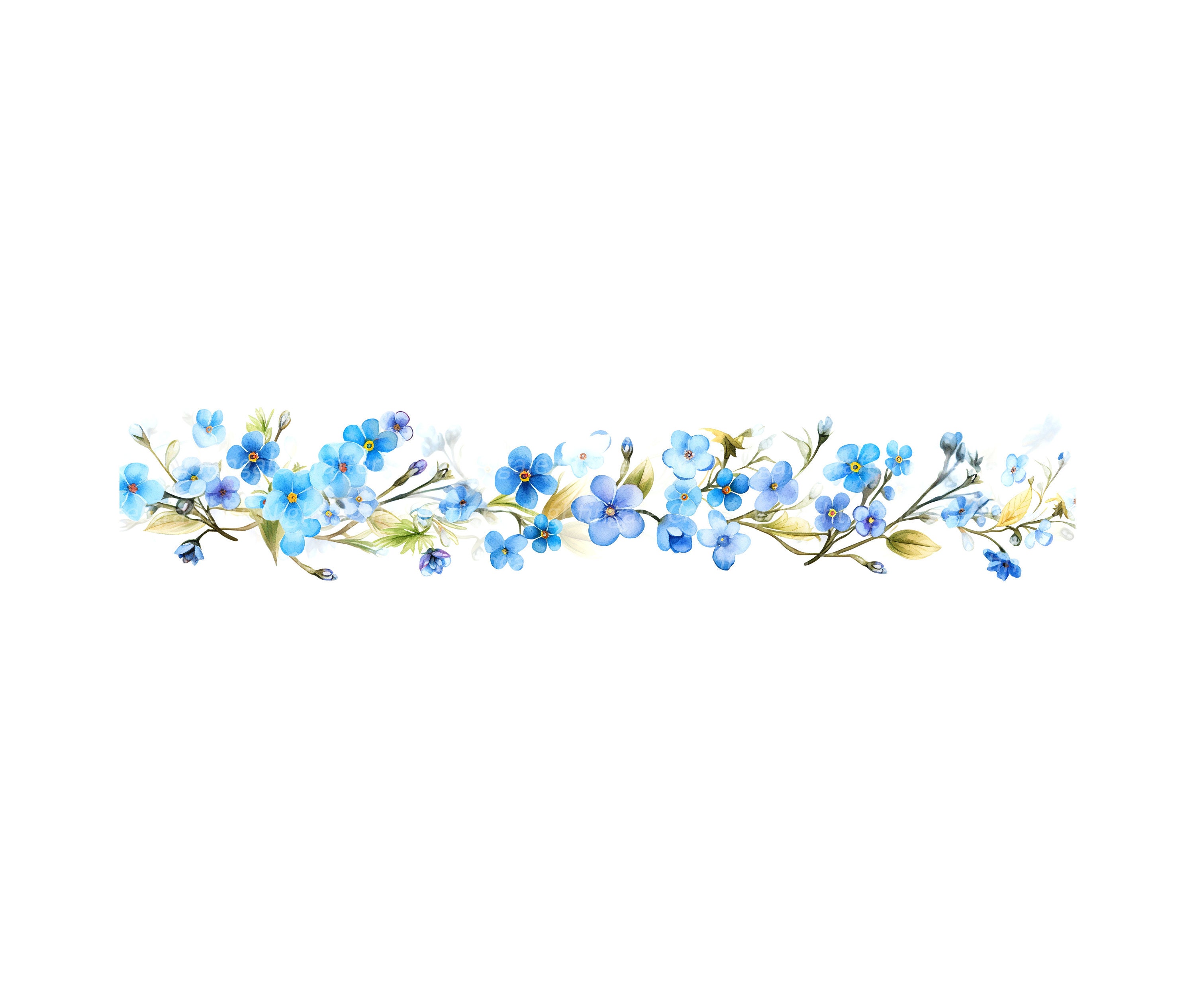 Floral Border Forget Me Not Border Digital Clipart - Etsy