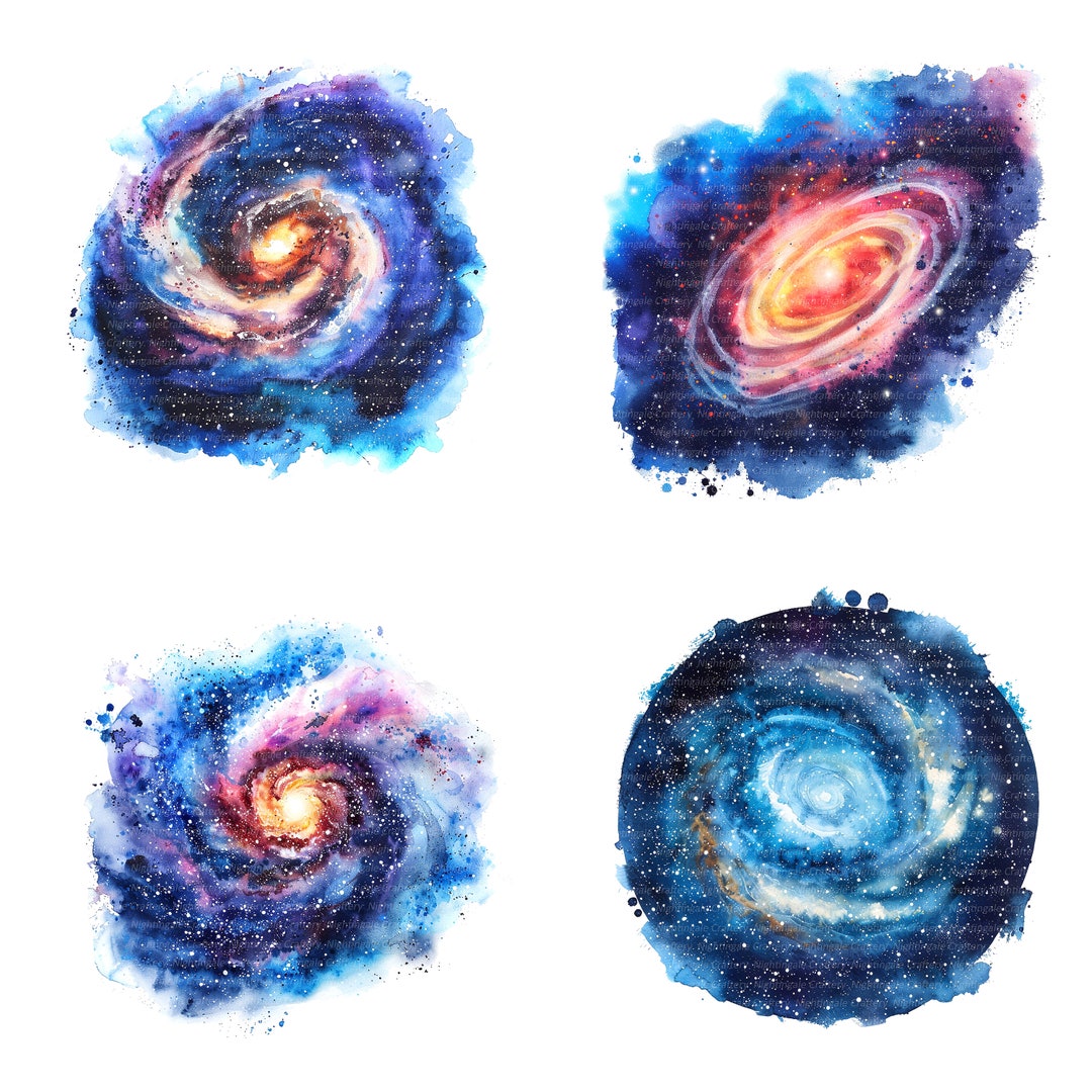 20 Stars Galaxies Planets Clipart, Watercolor Clipart, High Quality ...