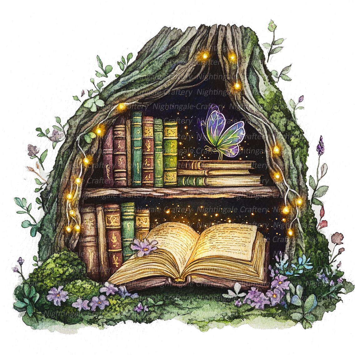 12 Fairy Library Clipart, Fairy Books Clipart, Printable Watercolor ...