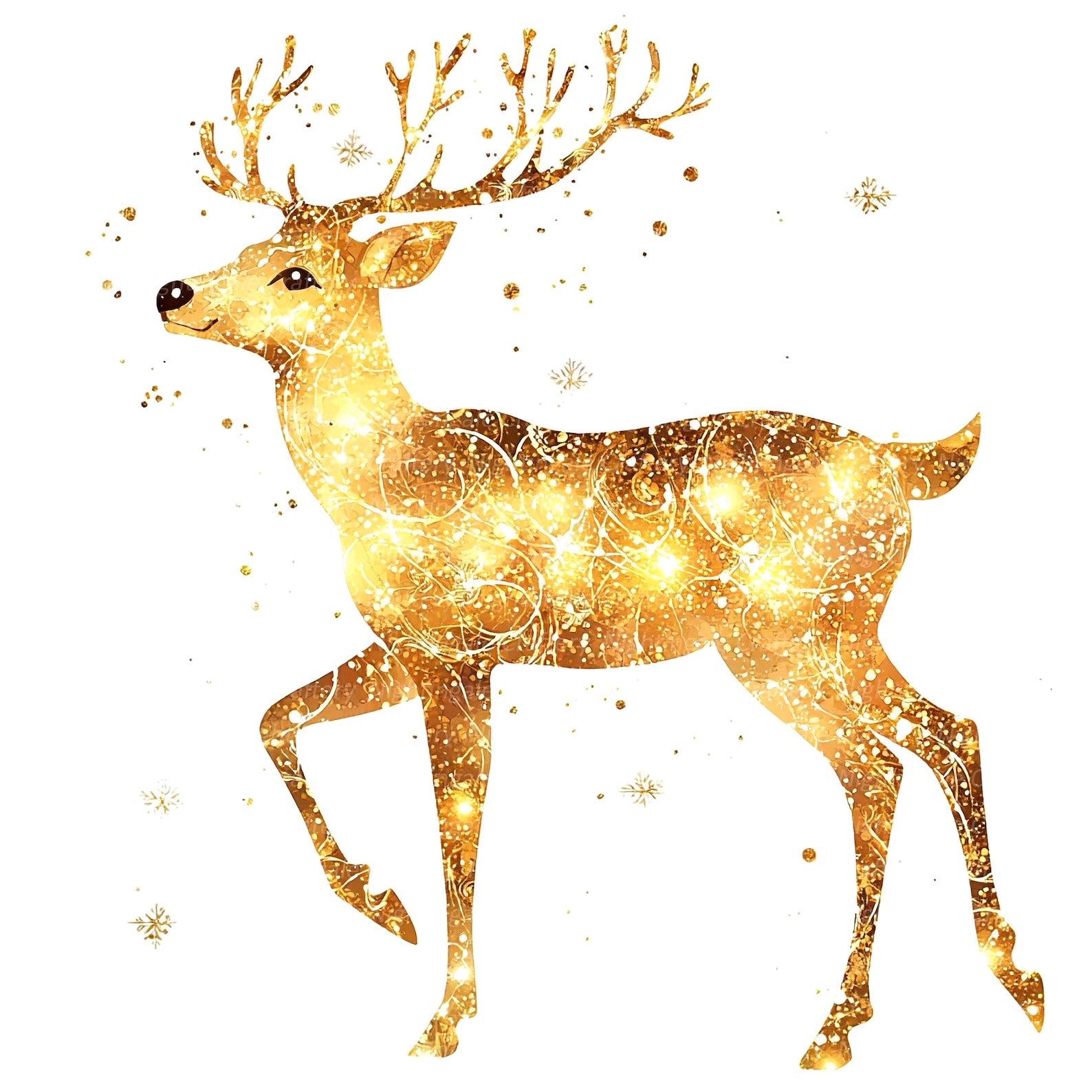 10 Golden Deer Clipart, Abstract Deer, Stag, Printable Watercolor ...