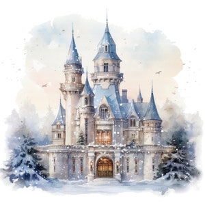 10 Winter Castle Clipart, Winter Palace, Printable Watercolor Clipart ...