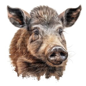 Wild Boar Close up Clipart, Printable Watercolor Clipart, 8 High ...