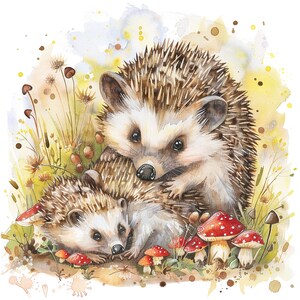 12 Hedgehog Family Clipart, Hedgehog Clipart, Printable Watercolor ...