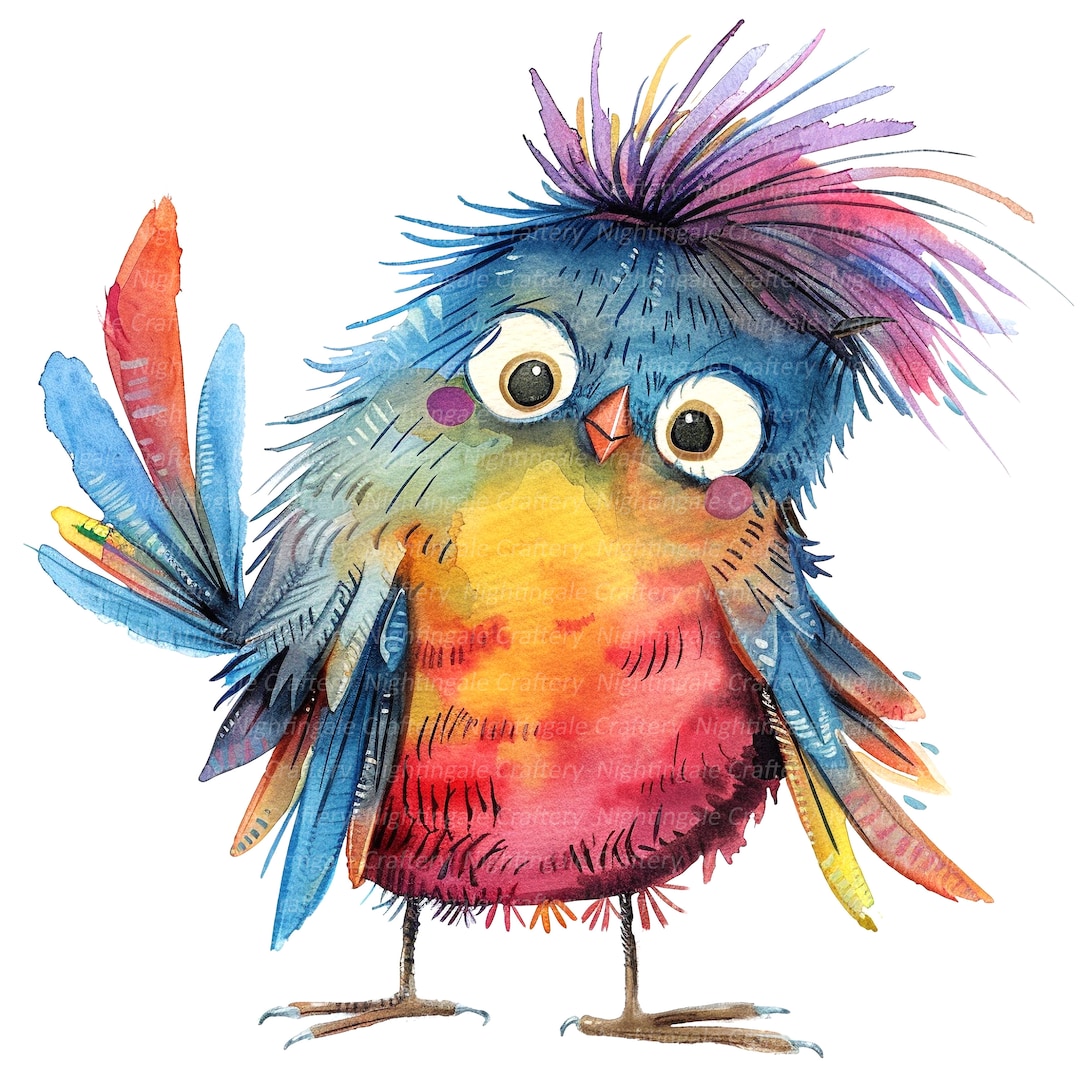 12 PNG Whimsical Birds Clipart, Funny Birds, Digital Clipart ...