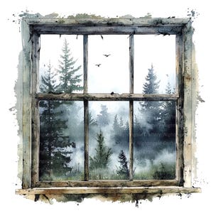 16 Window Forest View Clipart, Window to Forest Clipart, Printable ...