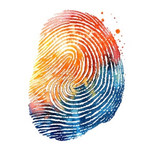 12 Coloured Fingerprints Clipart, Fingerprint Clipart, Printable ...