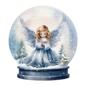 10 Angel Christmas Snow Globe Clipart, Christmas Snowglobe, Christmas ...